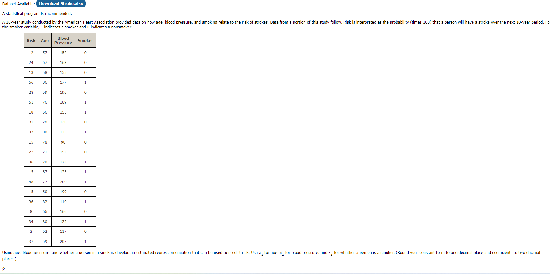 Solved Dataset Available:A statistical program is | Chegg.com