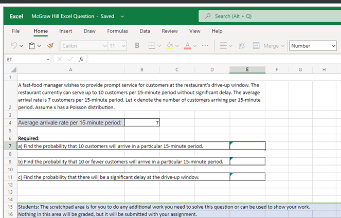 Solved \begin{tabular}{|l|l|} \hline Excel MoGraw Hill Excel | Chegg.com