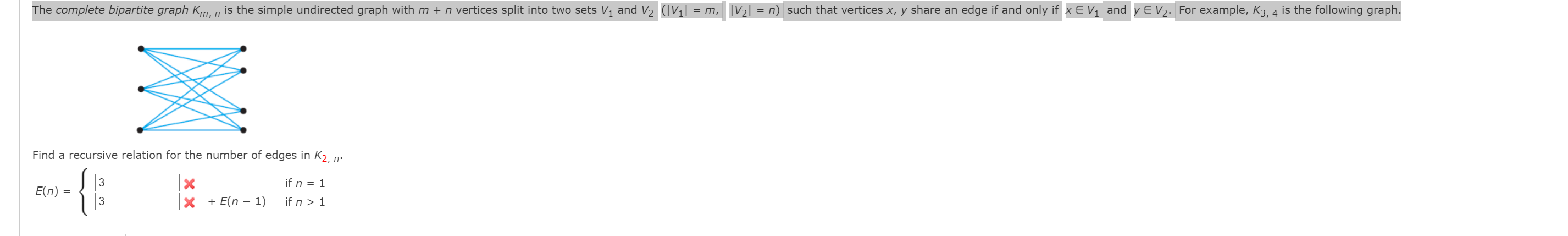 Solved The complete bipartite graph Km, n is the simple | Chegg.com