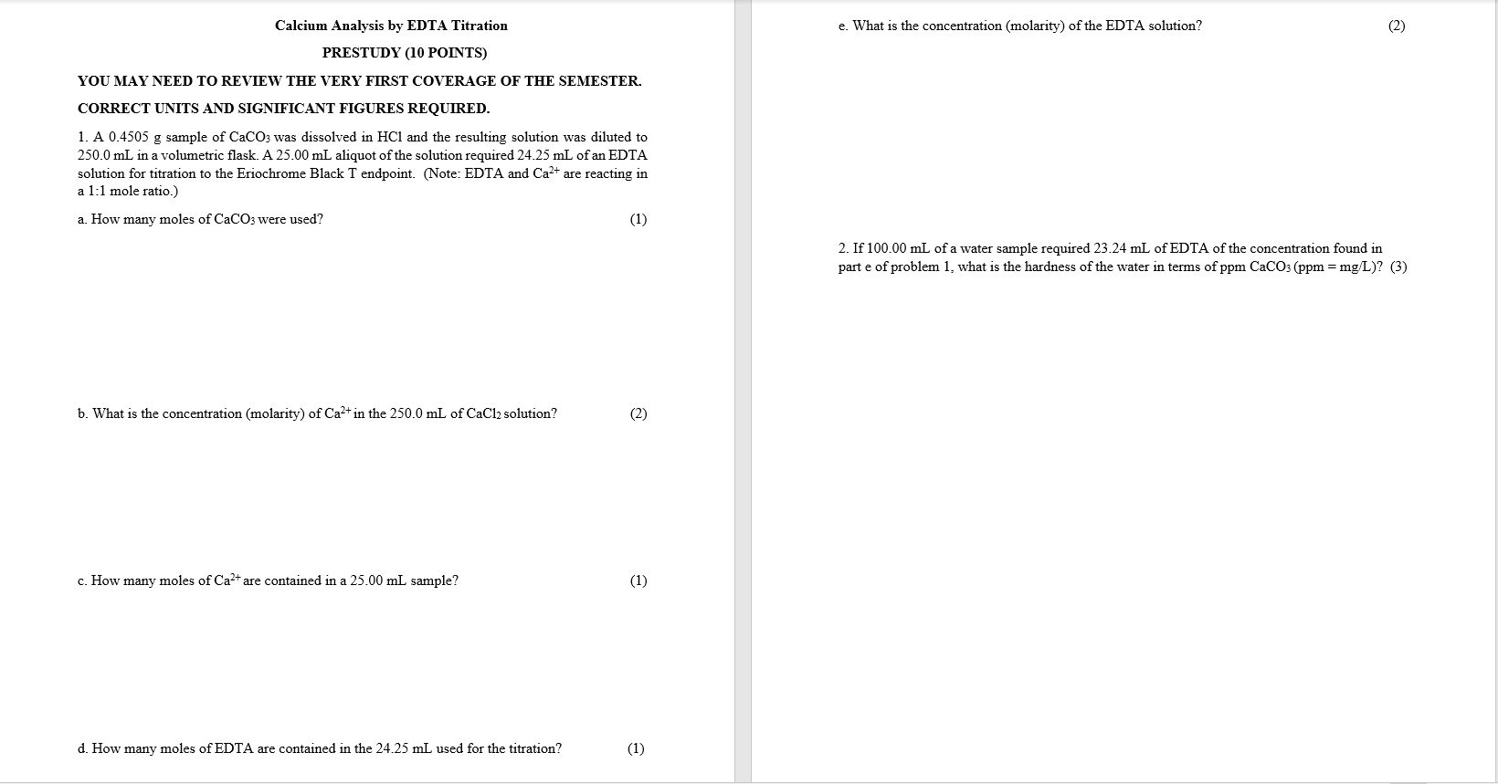 Calcium Analysis by EDTA Titration e. What is the | Chegg.com