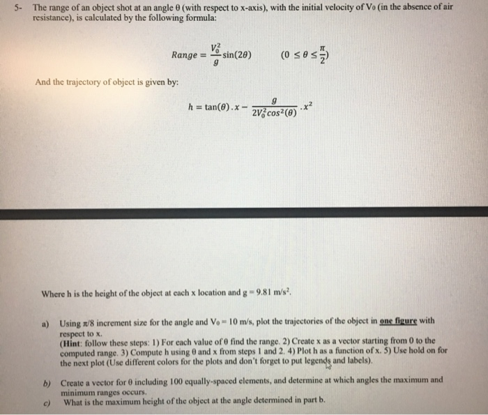 Solved The range of an object shot at an angle θ (with | Chegg.com