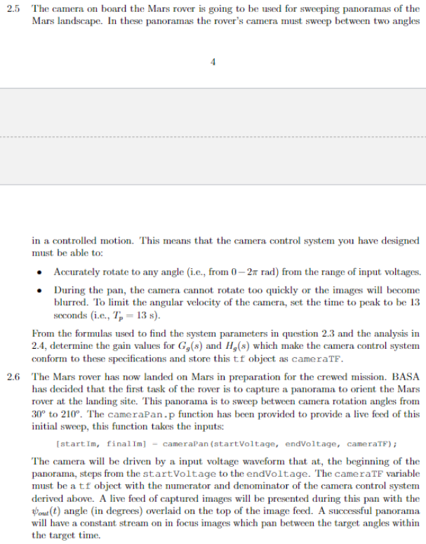 2.5 The camera on board the Mars rover is going to be | Chegg.com