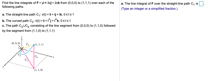 Solved Find the line integrals of F = yi + 3x3 + 2zk from | Chegg.com