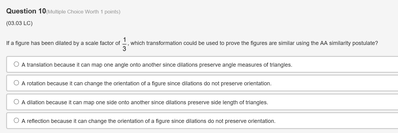 Solved Question 10(Multiple Choice Worth 1 points) (03.03 | Chegg.com