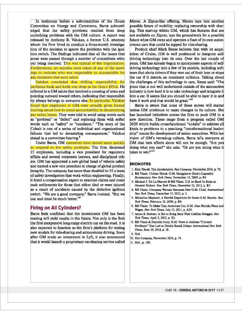 Solved Create a SWOT analysis for General Motors in 2017. | Chegg.com