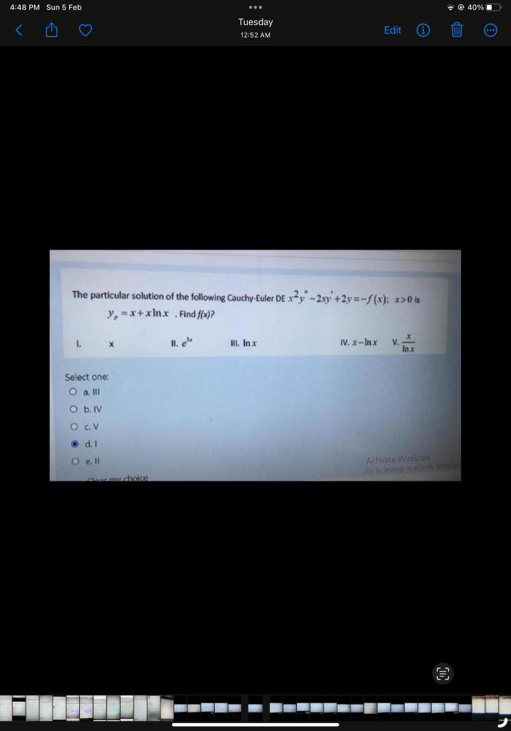 Solved The particular solution of the following Cauchy-Euler | Chegg.com