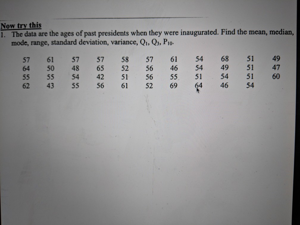Solved find 1. all statistics: mean , median, mode,range, | Chegg.com