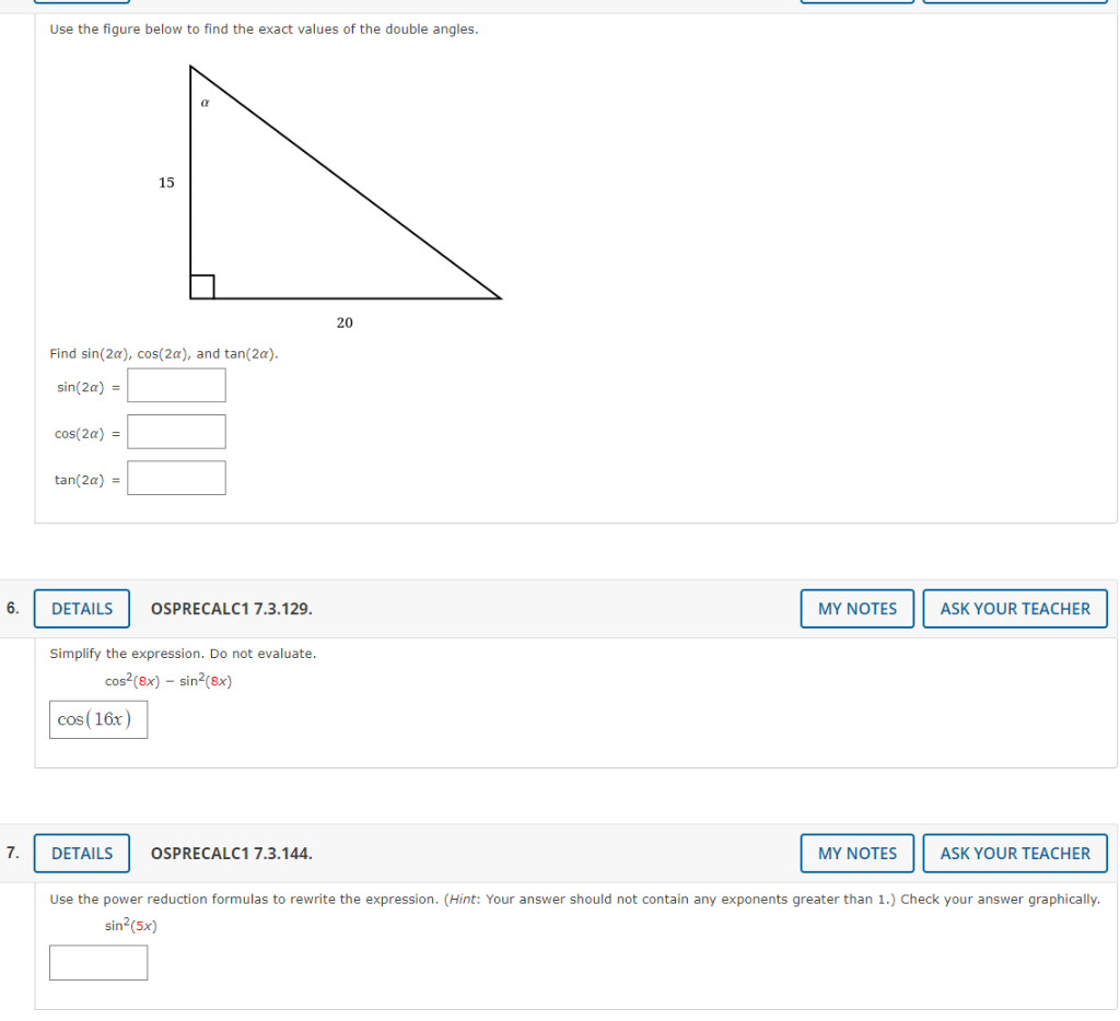 Solved Use the figure below to find the exact values of the | Chegg.com