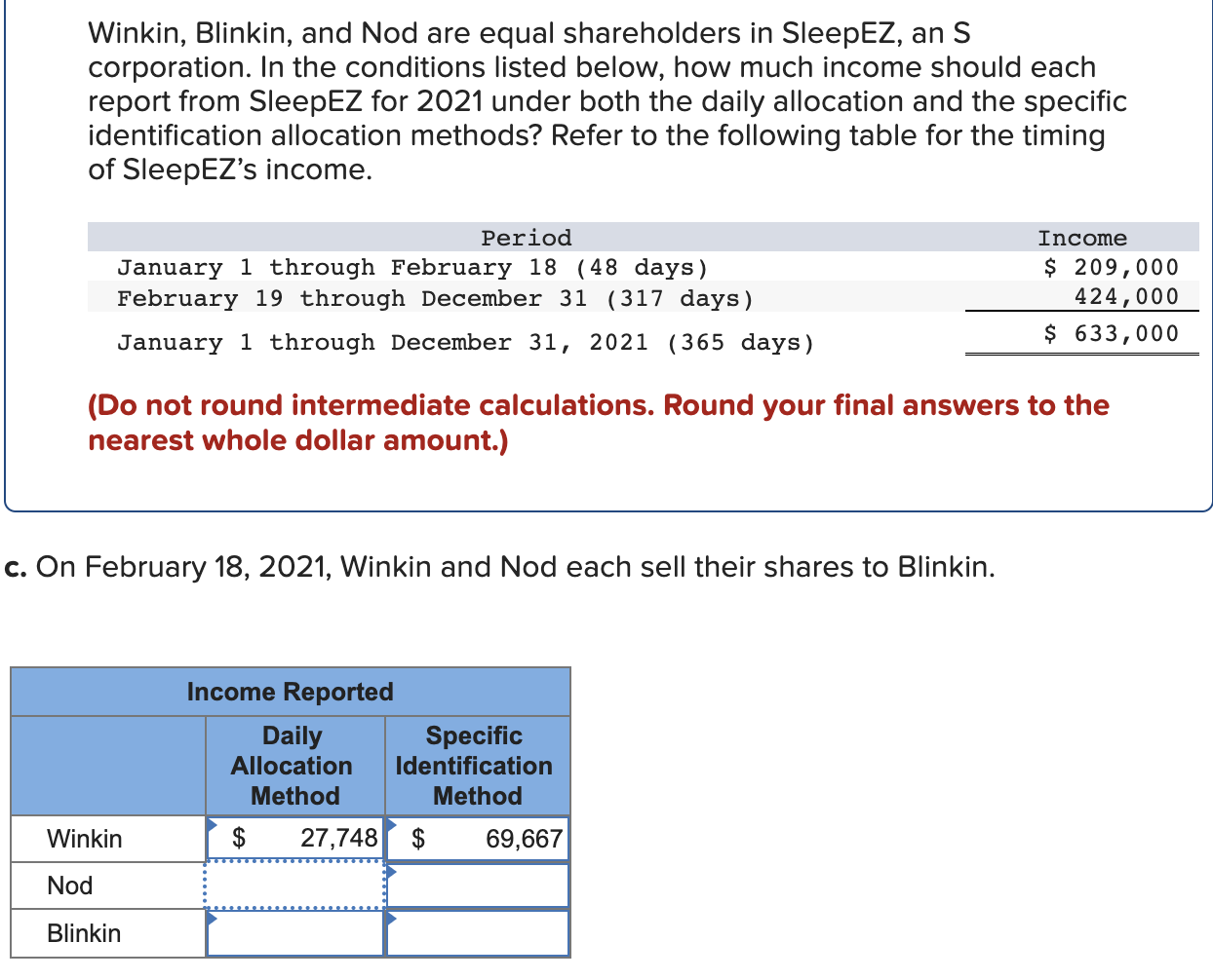 Solved Winkin, Blinkin, and Nod are equal shareholders in | Chegg.com