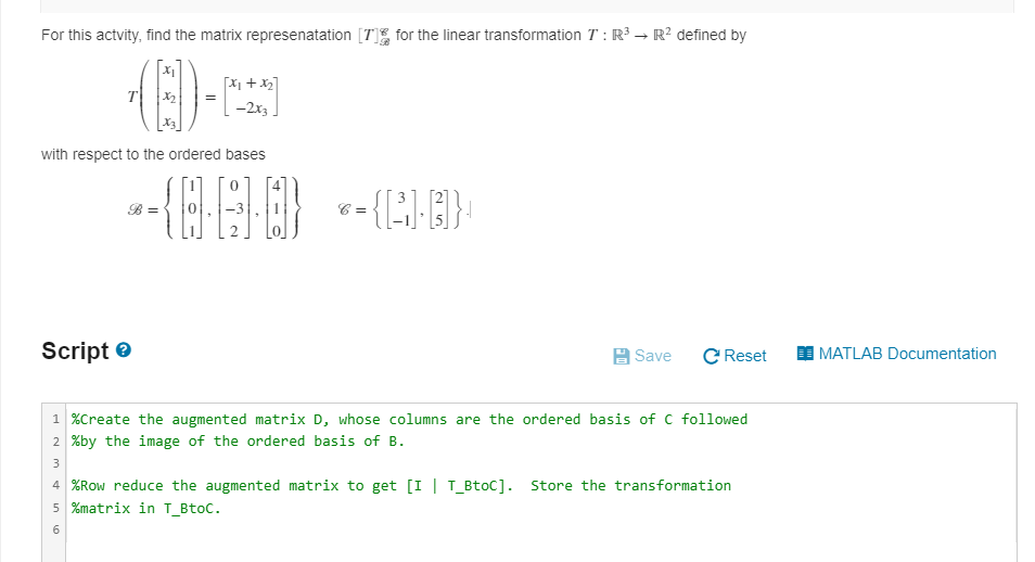 Solved For this actvity, find the matrix represenatation \( | Chegg.com