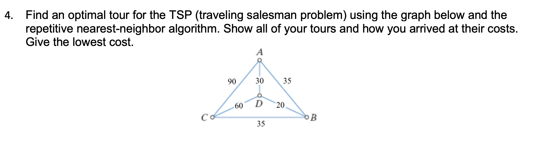 Solved 4. Find an optimal tour for the TSP (traveling | Chegg.com