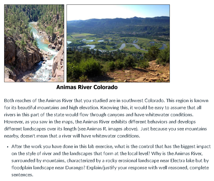 Solved Animas River Colorado Both reaches of the Animas | Chegg.com