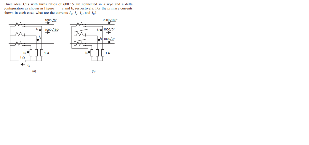 Solved Three ideal CTs with turns ratios of 600 : 5 are | Chegg.com