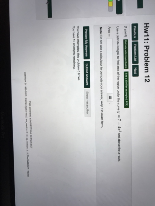 Solved Hw11: Problem 12 You have 15 attempts remaining. | Chegg.com