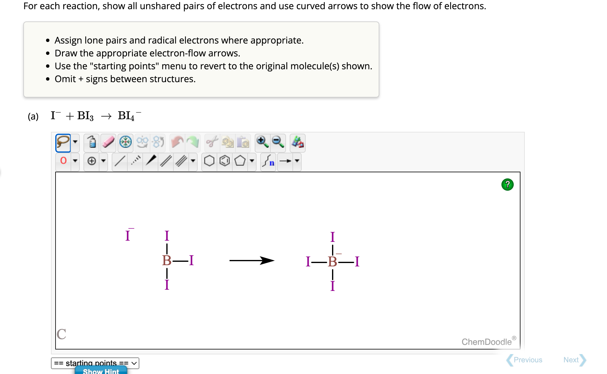 Solved For each reaction, show all unshared pairs of | Chegg.com