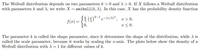 The Weibull distribution depends on two parameters | Chegg.com