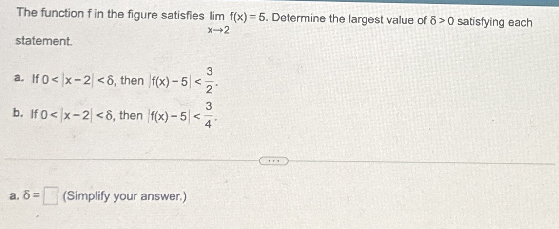 Solved The function f ﻿in the figure satisfies limx→2f(x)=5. | Chegg.com