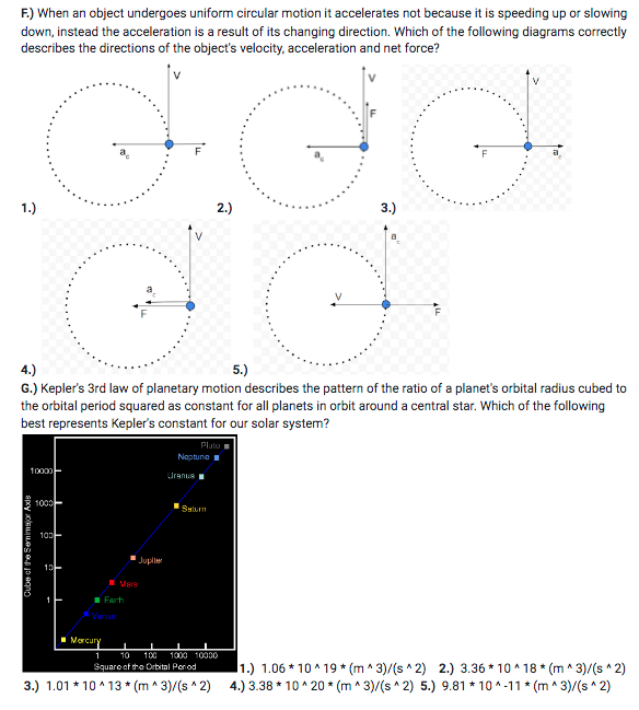Solved F.) When an object undergoes uniform circular motion | Chegg.com