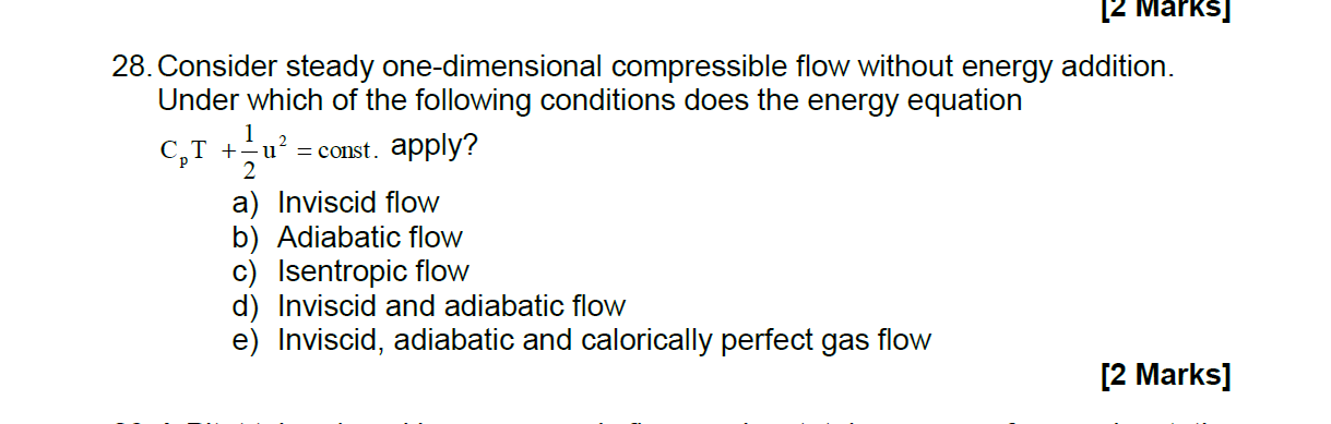 Solved 28. Consider steady one-dimensional compressible flow | Chegg.com
