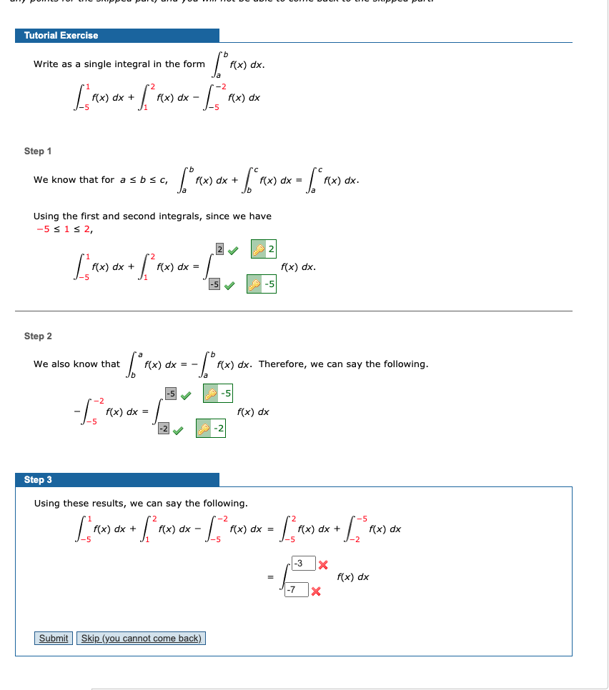 Solved Tutorial Exercise Write as a single integral in the | Chegg.com