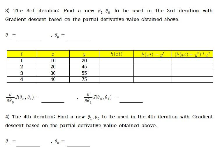 Solved 2. Let's perform Gradient Descent while filling in | Chegg.com