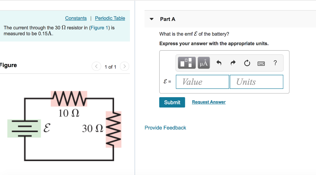 Solved Constants Periodic Table PartA The current through | Chegg.com