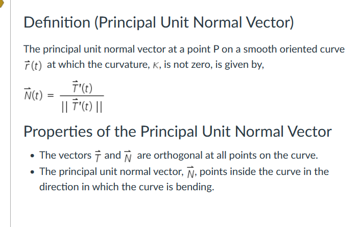 Solved Definition (Principal Unit Normal Vector) The | Chegg.com