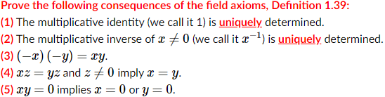 Solved Prove the following consequences of the field axioms, | Chegg.com
