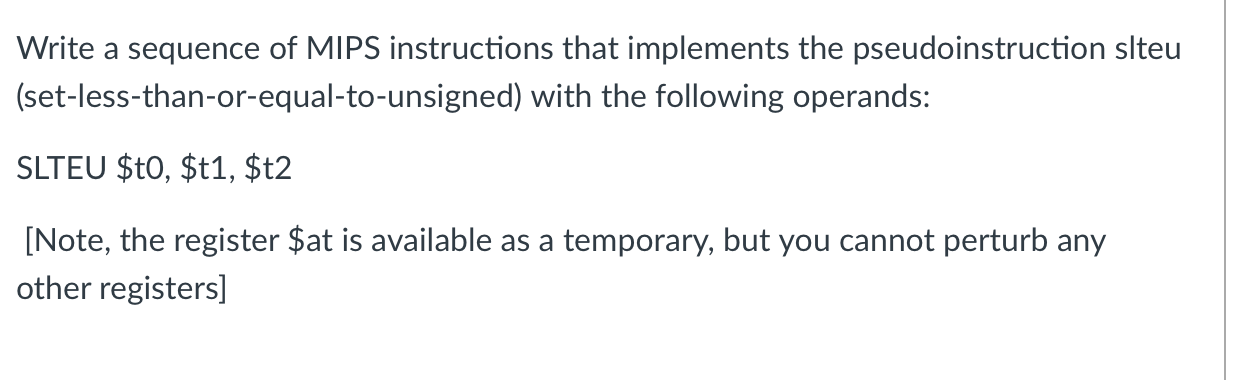 Solved Write a sequence of MIPS instructions that implements | Chegg.com