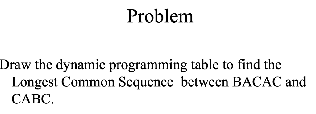 Solved Problem Draw The Dynamic Programming Table To Find