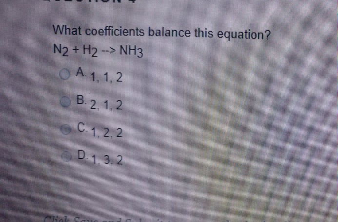 Solved What coefficients balance this equation? N2+ H2 -> | Chegg.com