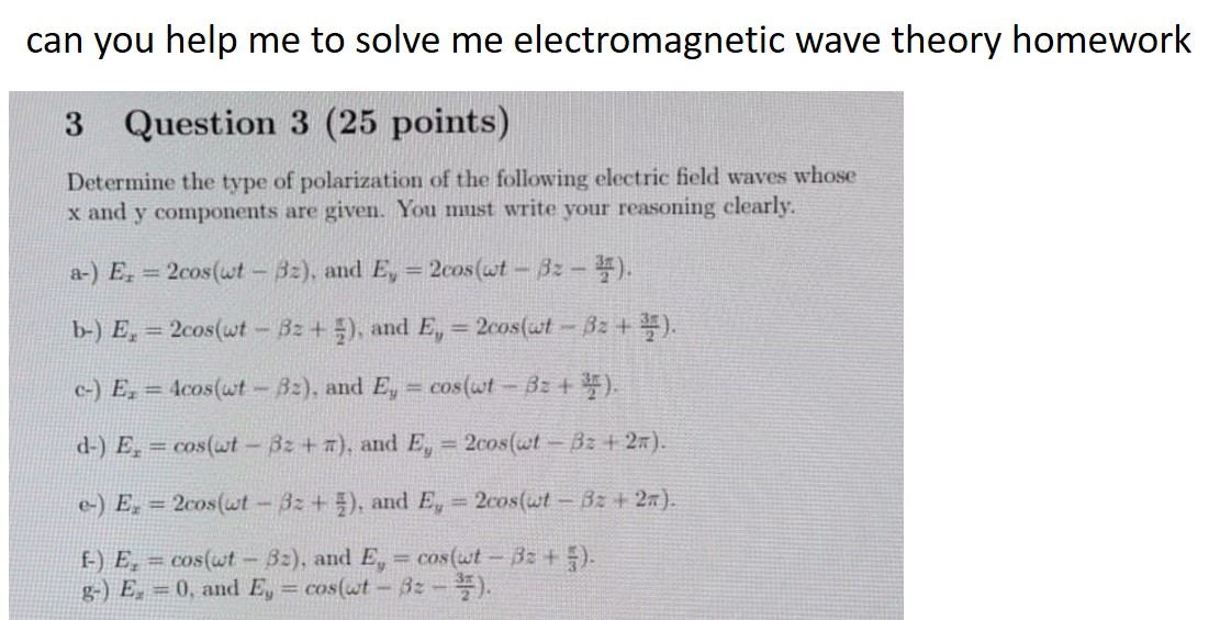 Solved can you help me to solve me electromagnetic wave | Chegg.com