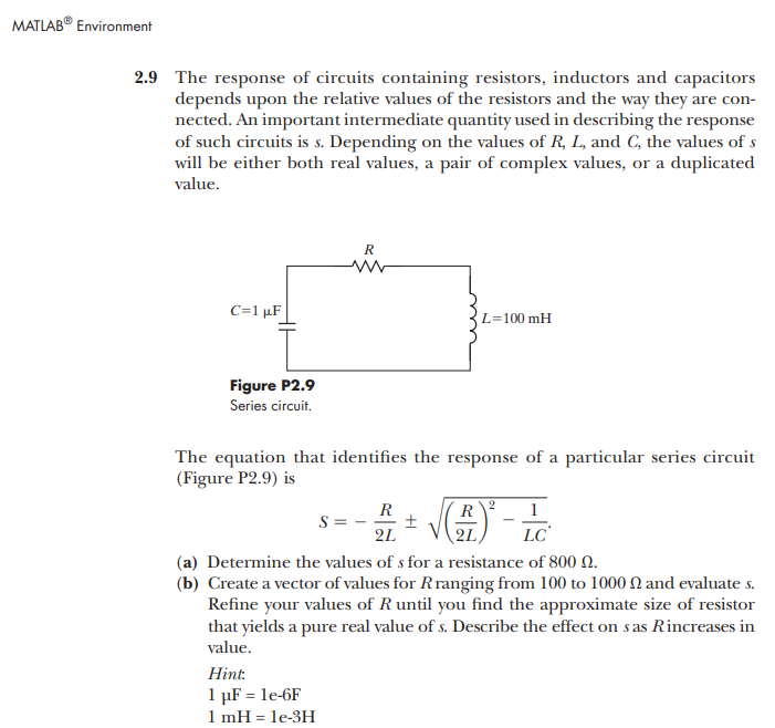 Solved .9 The response of circuits containing resistors, | Chegg.com