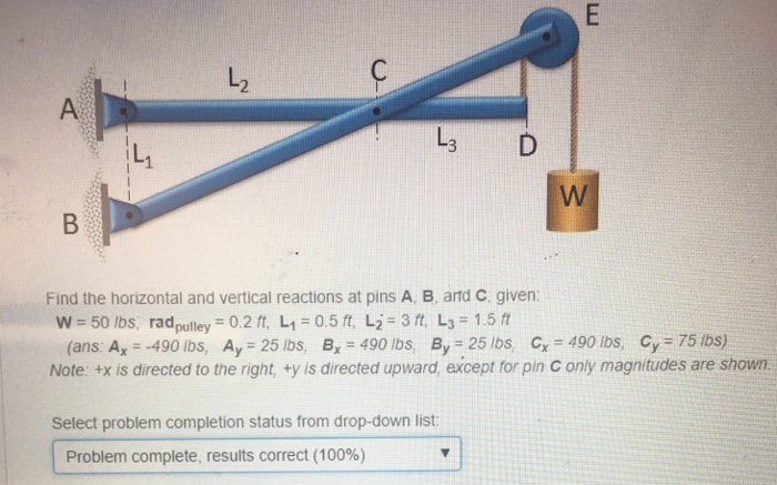 Solved Find the horizontal and vertical reactions at pins | Chegg.com
