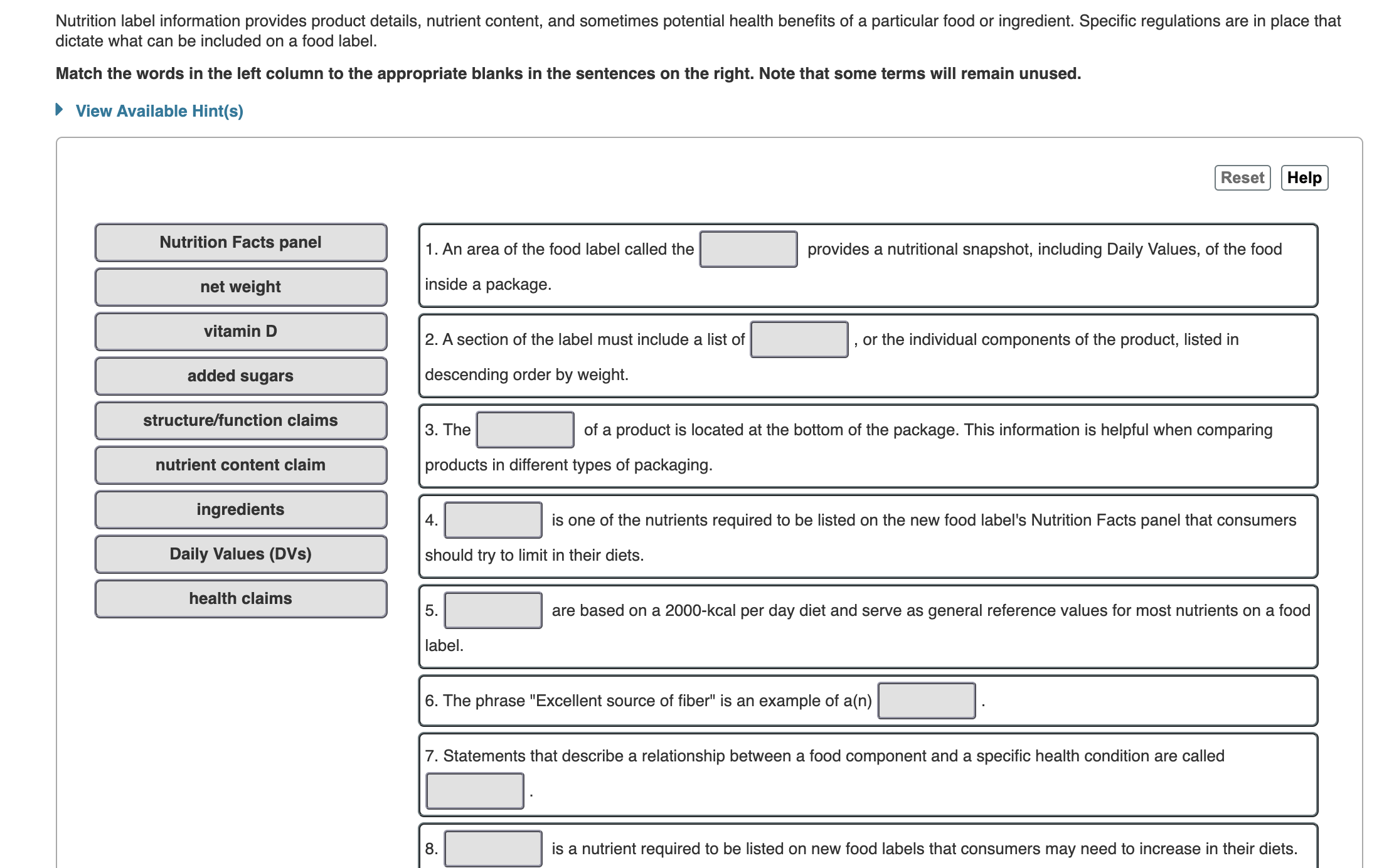 Solved Nutrition label information provides product details, | Chegg.com