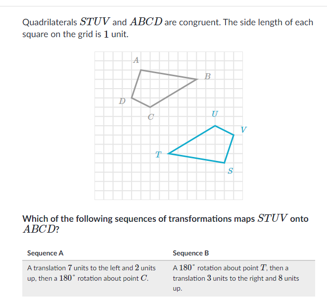 Solved Quadrilaterals STUV and ABCD are congruent. The side | Chegg.com