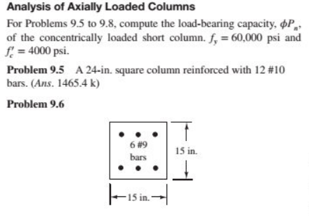 Solved Analysis of Axially Loaded Columns For Problems 9.5 | Chegg.com