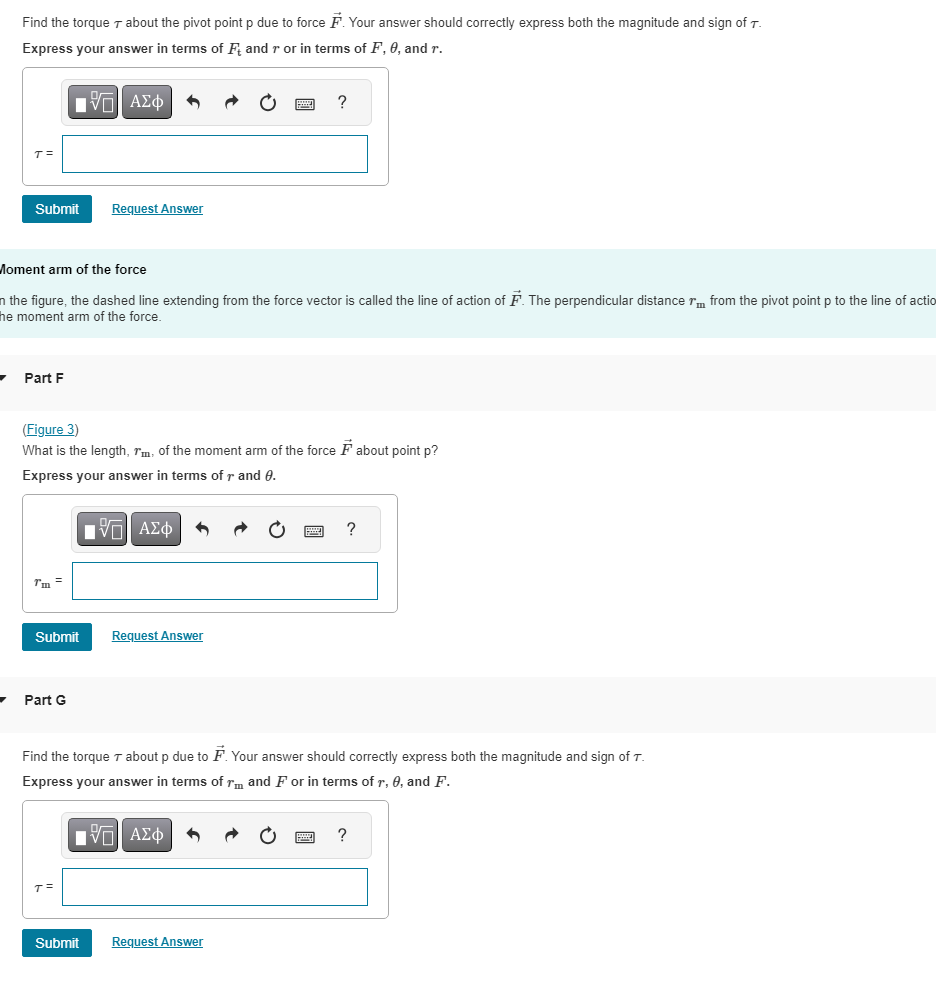 Find the torque τ about the pivot point p due to | Chegg.com