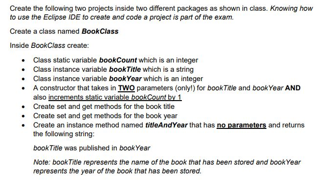 Solved Create the following two projects inside two | Chegg.com