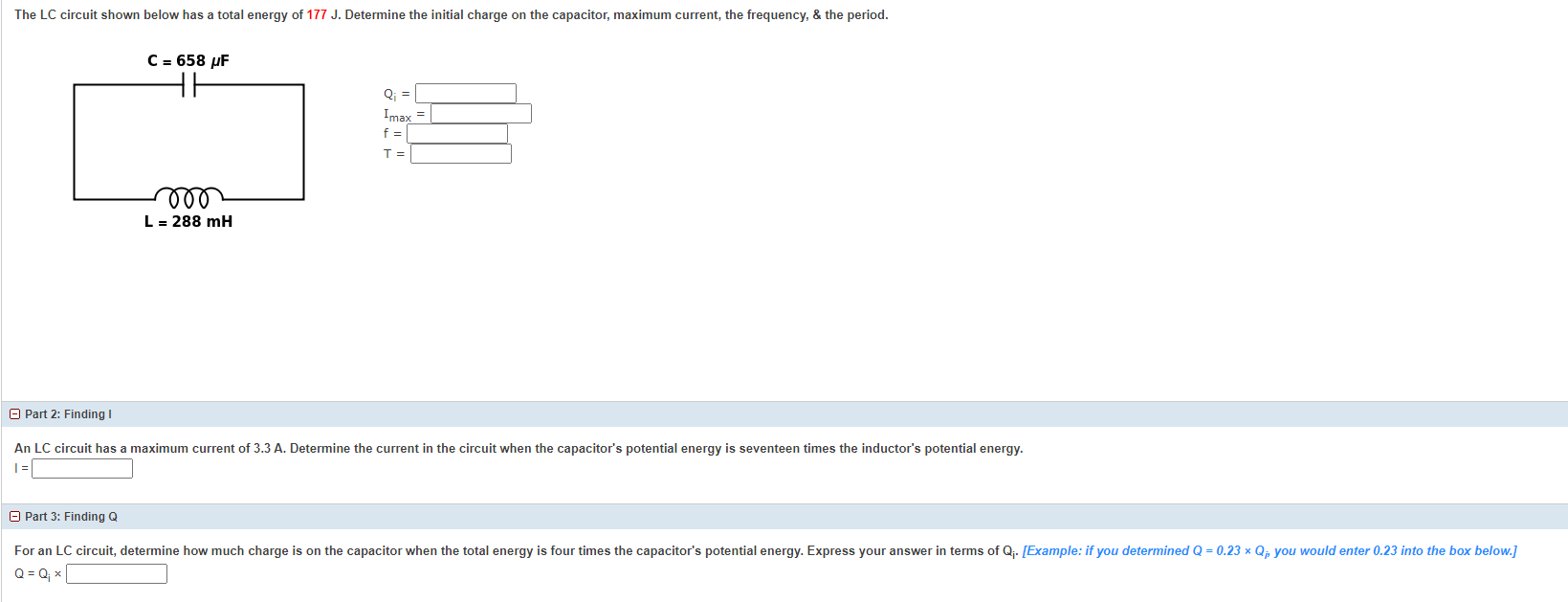 Solved An LC circuit has a maximum current of 3.3 A. | Chegg.com