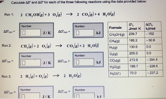 Solved Calculate Delta S^degree and Delta G^degree for each | Chegg.com