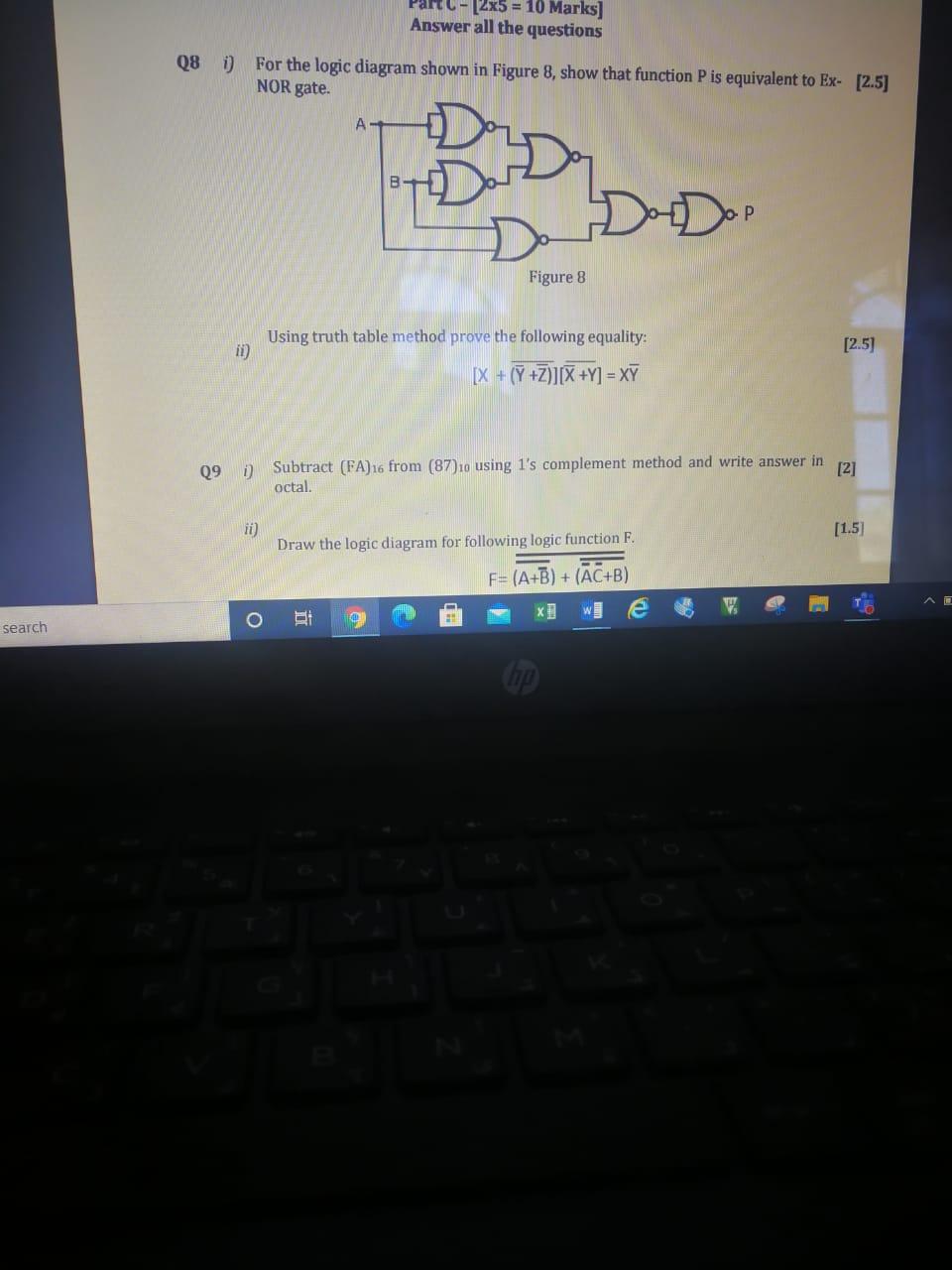 Solved [2x5 = 10 Marks] Answer all the questions Q8 ) For | Chegg.com