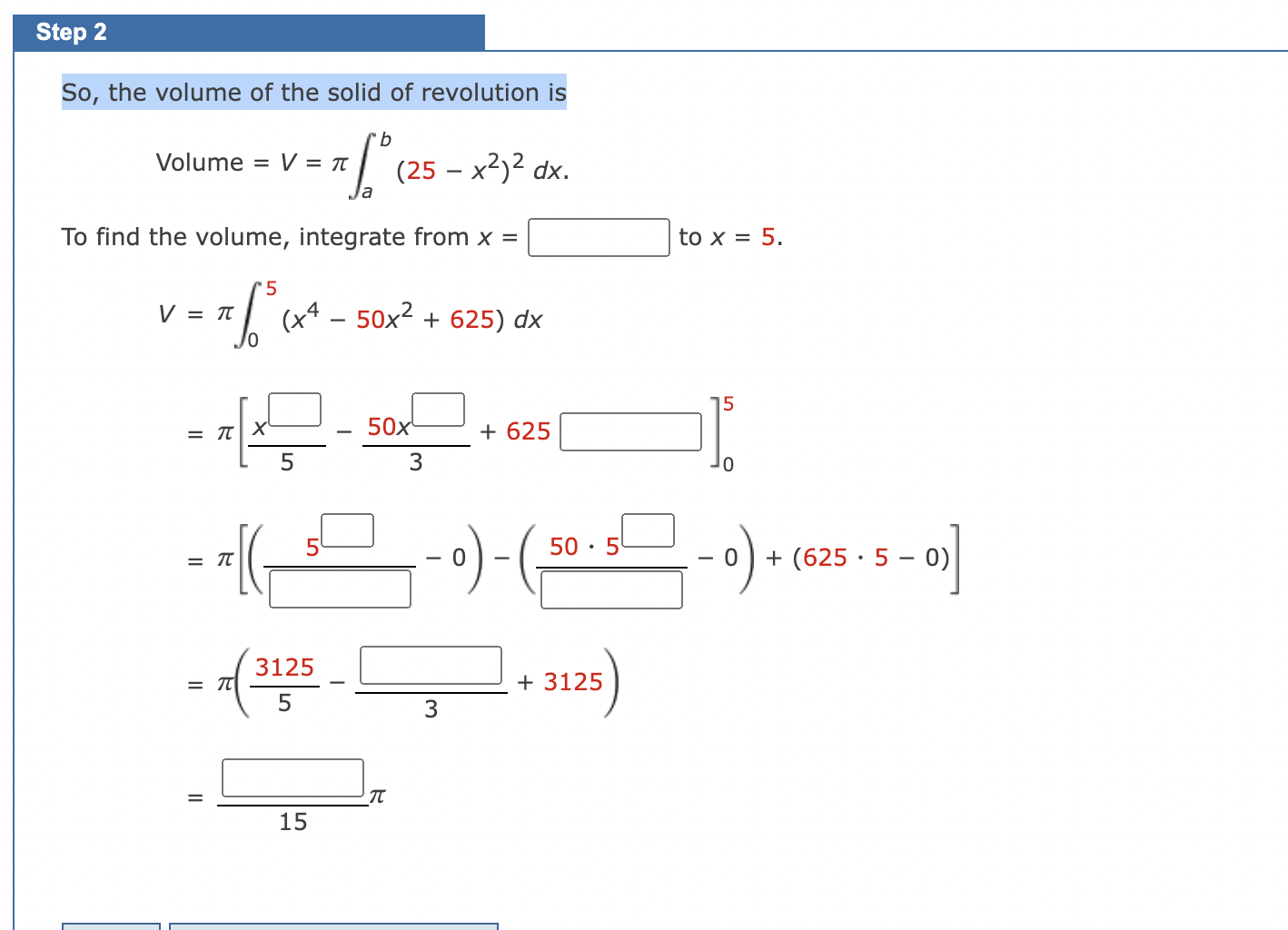 Solved So, the volume of the solid of revolution is Volume | Chegg.com