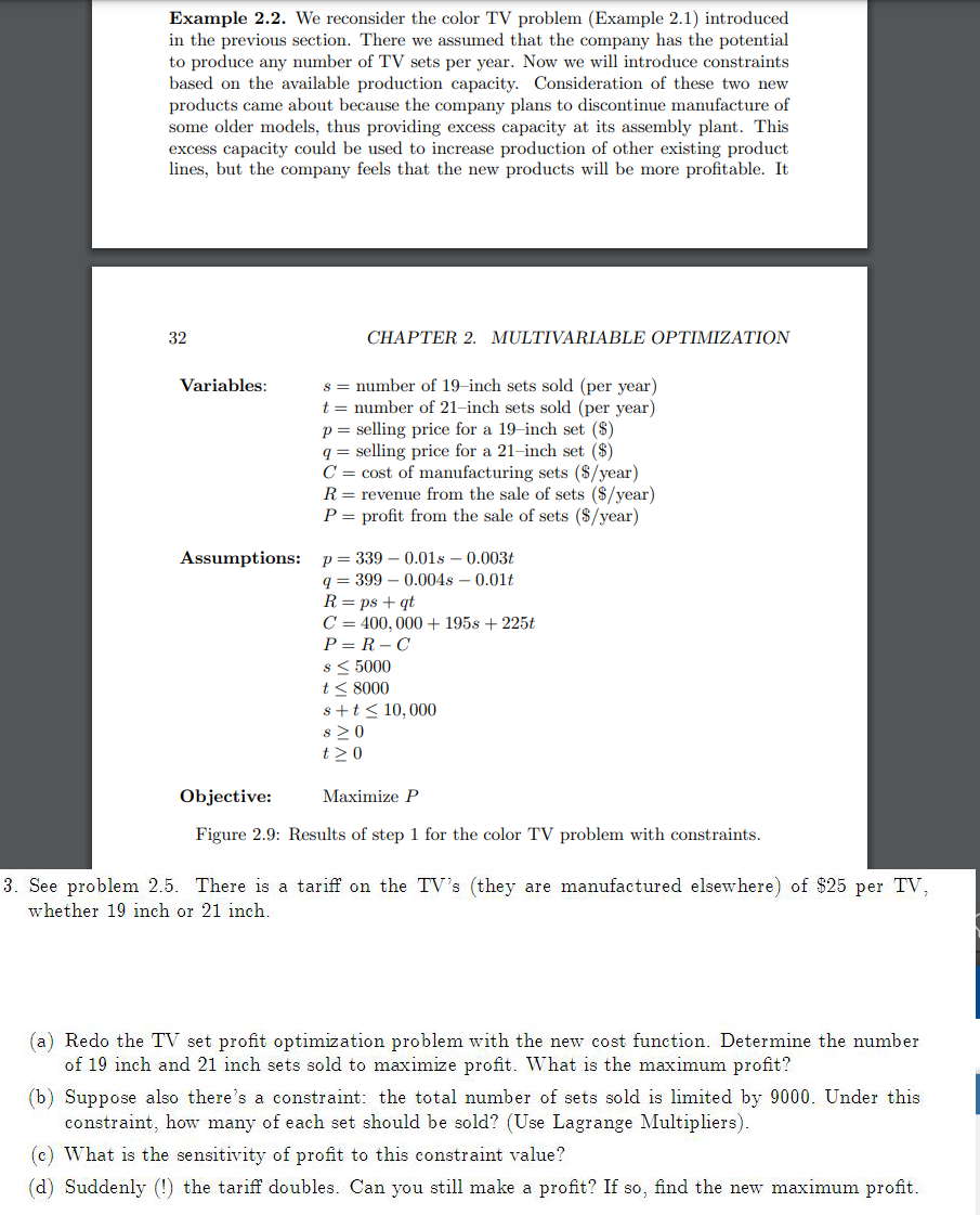 Solved Example 2.2. We reconsider the color TV problem | Chegg.com