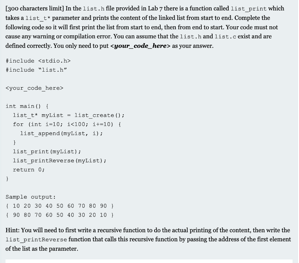 Solved [300 characters limit] In the list.h file provided in | Chegg.com