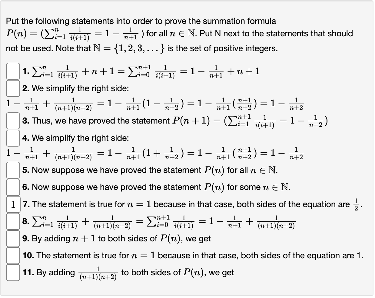 Solved Put the following statements into order to prove the | Chegg.com