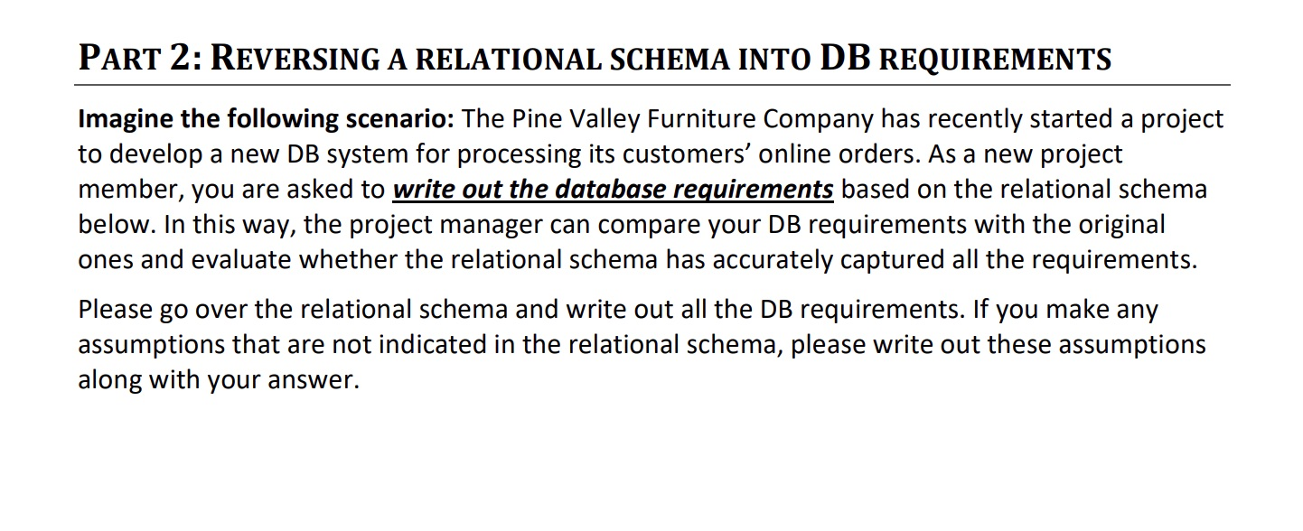 PART 2: REVERSING A RELATIONAL SCHEMA INTO DB | Chegg.com