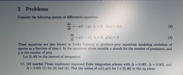 Solved 1 Improved Euler method Consider the following | Chegg.com