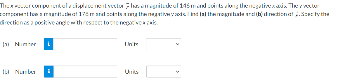 Solved The x vector component of a displacement vector r has | Chegg.com