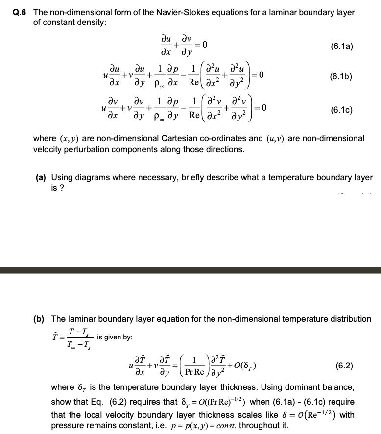 Q.6 The non-dimensional form of the Navier-Stokes | Chegg.com